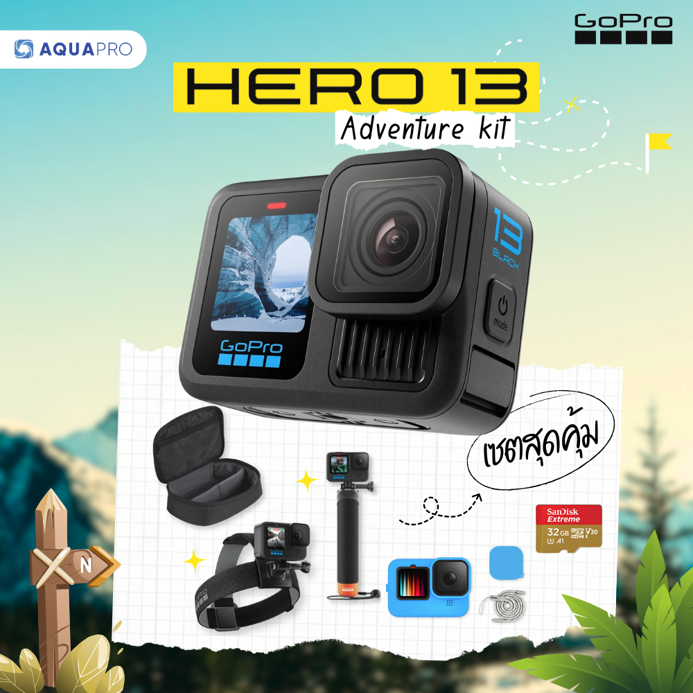 GoPro 13 โปรโมชั่น Promotion Adventure Kit ประกันศูนย์ไทย 1 ปี | Shopee ...