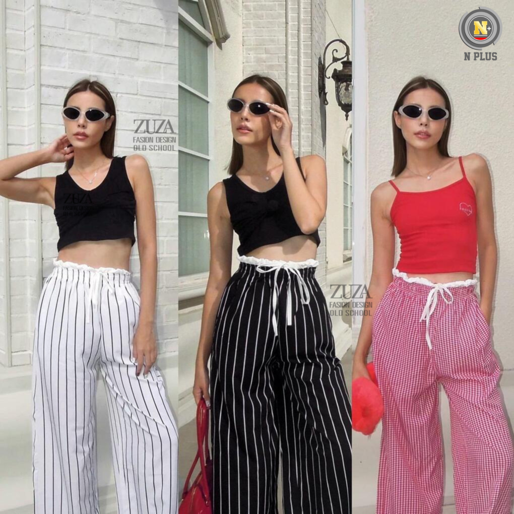 [พร้อมส่งจากไทย] namsap ZUZA Cheese Pants กางเกงขายาว มีเชือกรูด ผ้าไหม ...