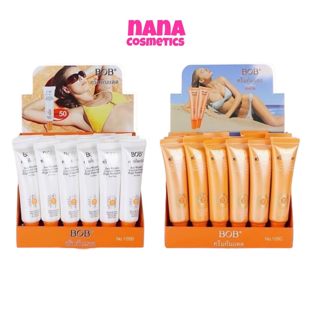 (1 กล่อง 24 ชิ้น) 105B 105C บีโอบี ครีมกันแดด กันแดดรองพื้น BOB Sun ...