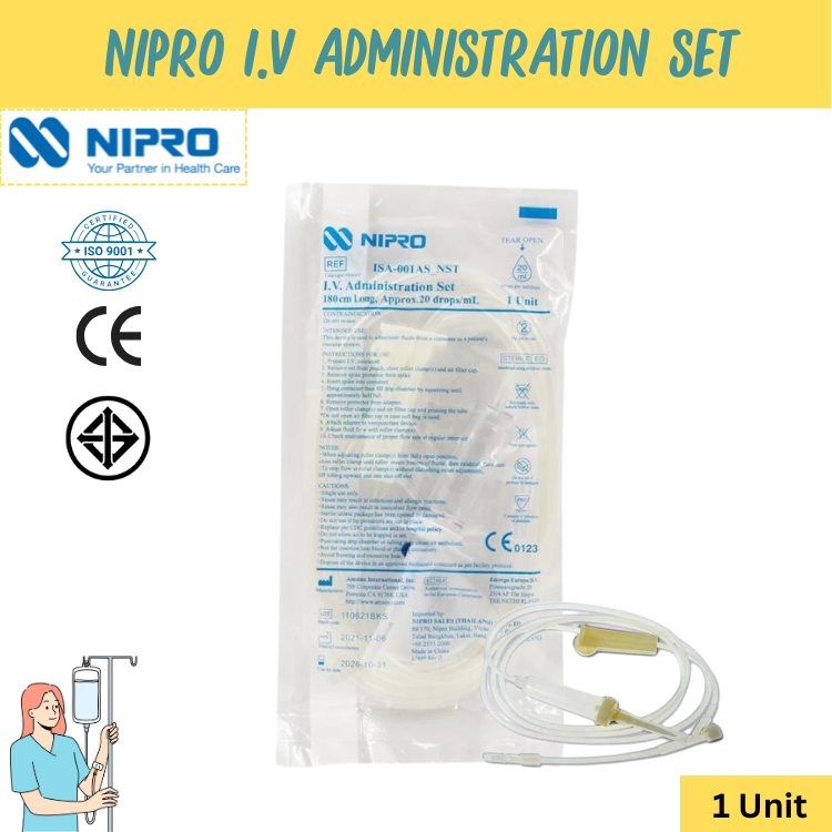 Nipro IV Administration Set สายชุดให้น้ำเกลือ180cm, 20 drops/ml ...