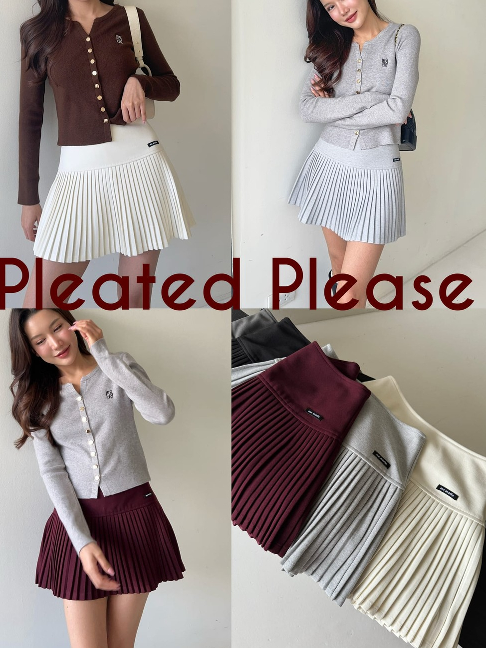 memade. กระโปรงสั้น กระโปรงเทนนิส ผ้าวูลละมุน Pleated please skirt | Shopee Thailand