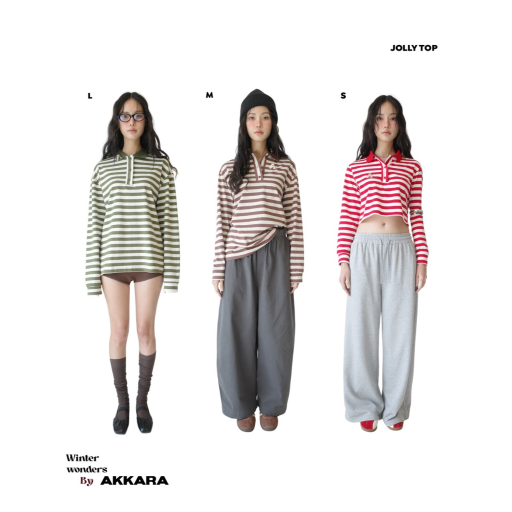 Akkara Studio - JOLLY TOP เสื้อคอปกโปโลลายริ้ว ผ้าดีมาก | Shopee Thailand