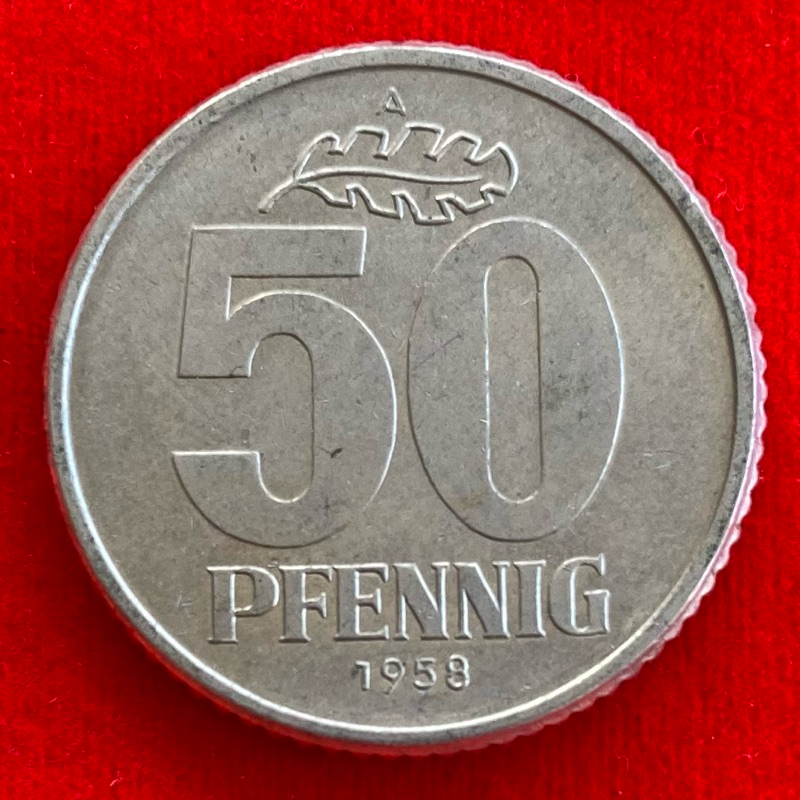 เหรียญเยอรมนีตะวันออก East Germany 50 pfennig ปี 1958 เหรียญ ต่างประเทศ ...