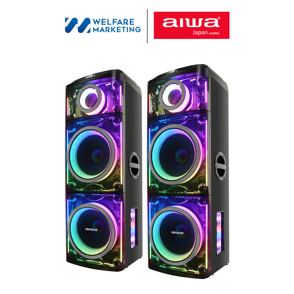 [ผ่อน 0%] AIWA AW-X2120 DUAL PRO Party Speaker ลำโพงบลูทูธปาร์ตี้ | Shopee Thailand