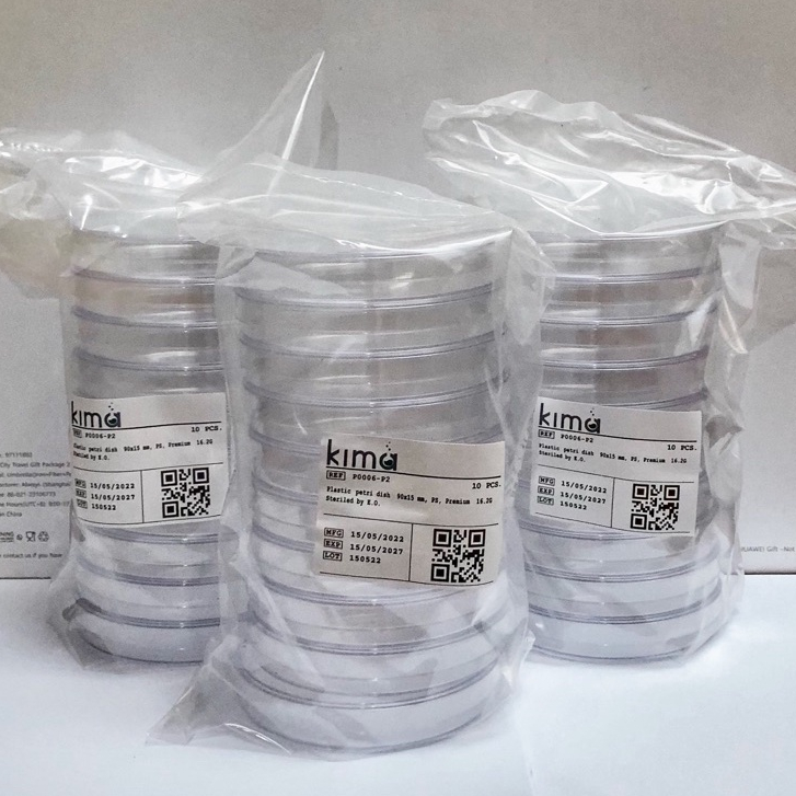 จานเพาะเชื้อพลาสติก (Plastic Petri dish) ขนาด 90x15 mm ยี่ห้อ Kima ...