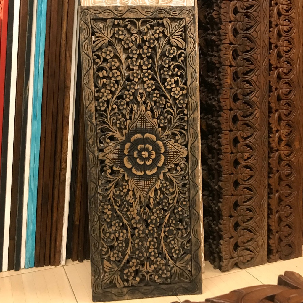 งานไม้สัก แผ่นไม้แกะสลัก ฉลุลาย ขัดสี ทำเก่า ขนาด 35x90 cm.งานฝีมือ ของประดับตกแต่งผนัง | Shopee ...