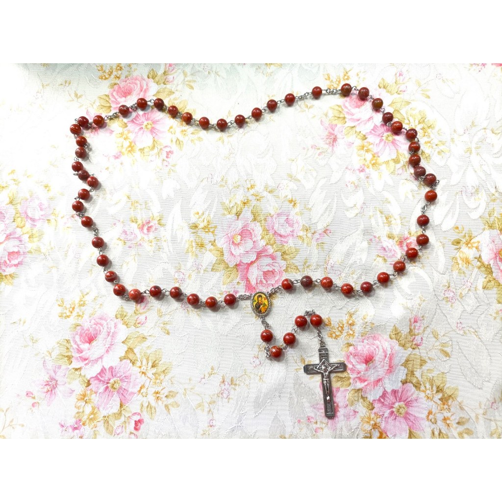Red Jasper Thai-Catholic Rosary 8 mm.สายประคำ ไทย-คาทอลิก เรด แจสเปอร์ ...