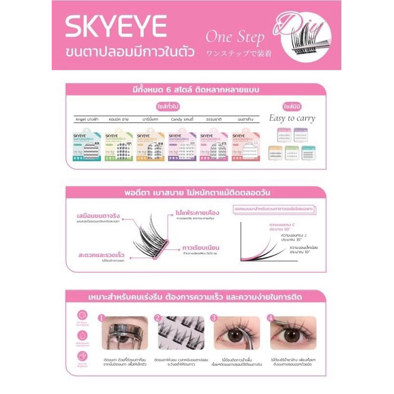 SKYEYE ขนตาปลอมแบบมีกาวในตัว สำหรับคนเร่งรีบมีเวลาน้อย ติดเสร็จภายใน 3 วินาที ขนตานิ่ม น้ำหนัก ...