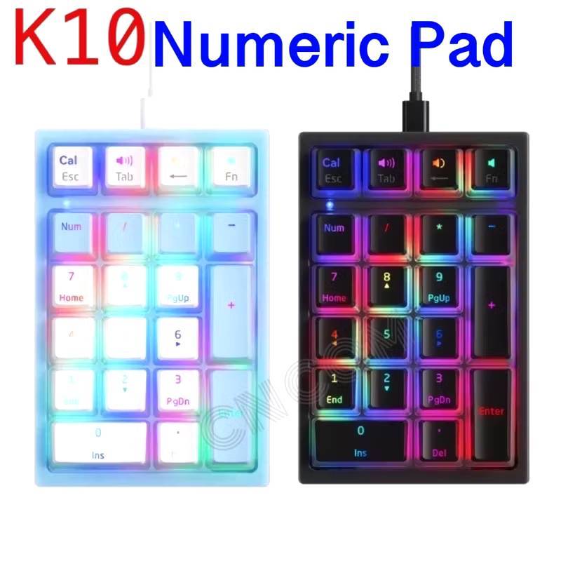 K10 Mechanical Numeric Keypad Wired Mini Numpad LED Backlit Keyboard ...