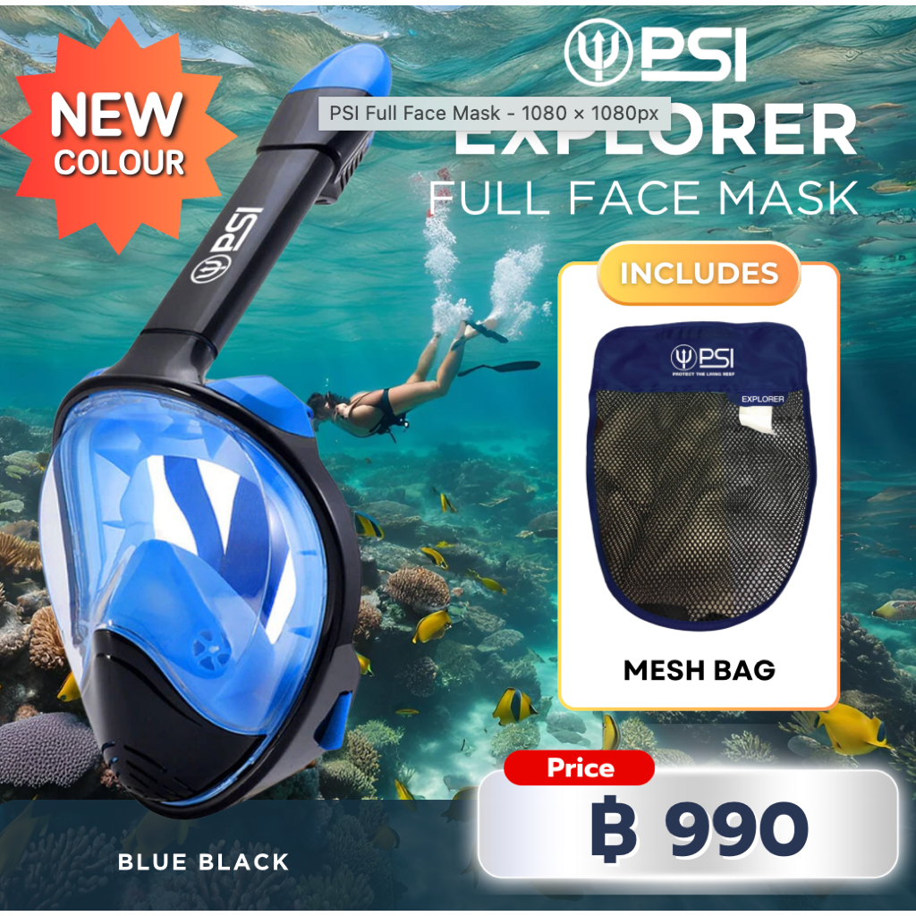PSI Snorkeling Full Face Mask หน้ากากดำน้ำแบบเต็มหน้า | Shopee Thailand