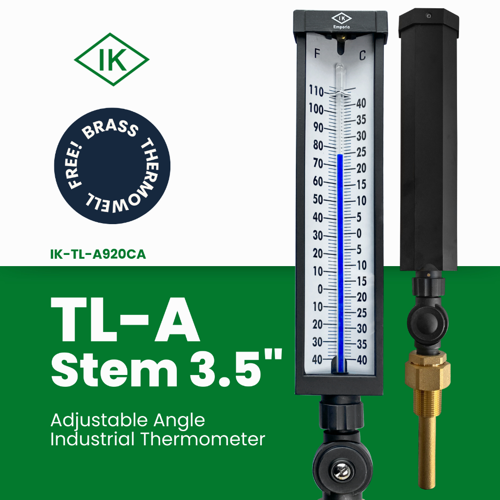 IK, TL-A, Adjustable Angle Industrial Thermometer, Stem 3.5 ...