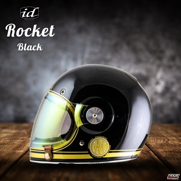 ฟรี!! ชิลด์+ผ้าบัฟ // หมวกกันน็อค ID HELMETS รุ่น ROCKET - สีดำทอง ...