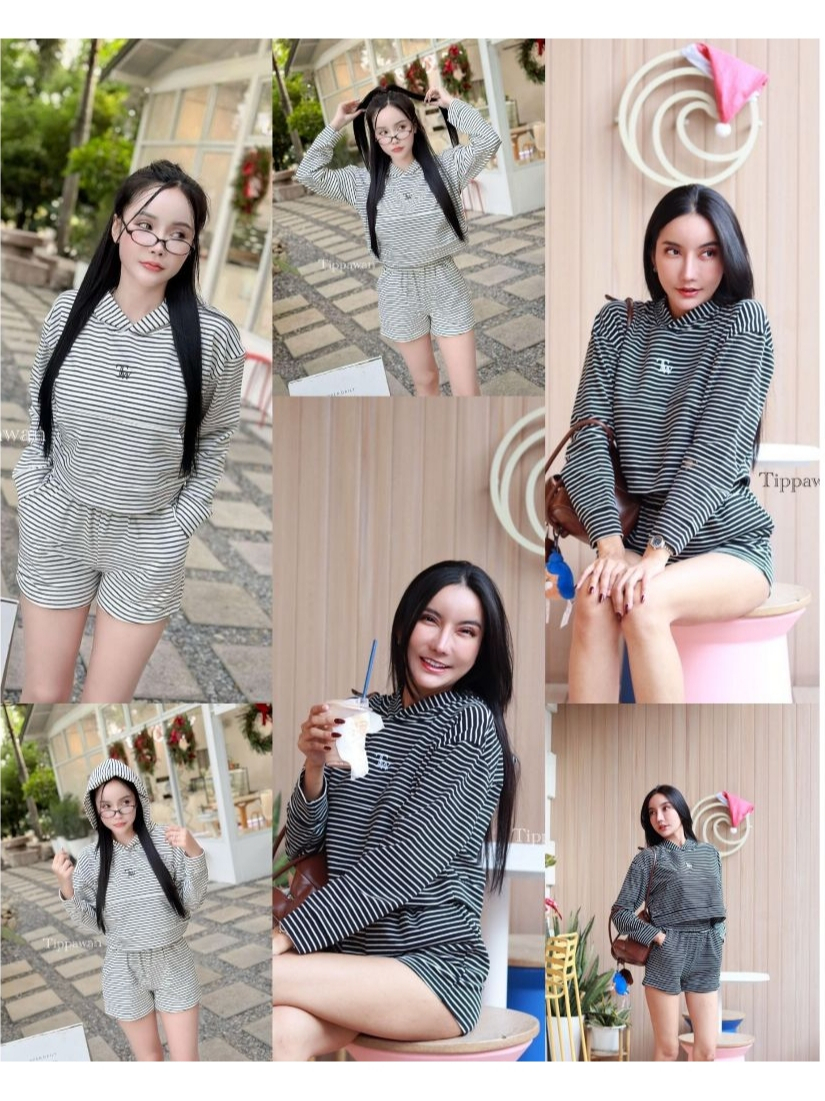 【TIPPAWAN】 TPW 6817 Setวอมแบบสบายๆ ดูดีแบบชุดเดียวจบ ตัวเสื้อปักTW เนื้อผ้าดีมาก ดีไชน์เรียบๆ ...