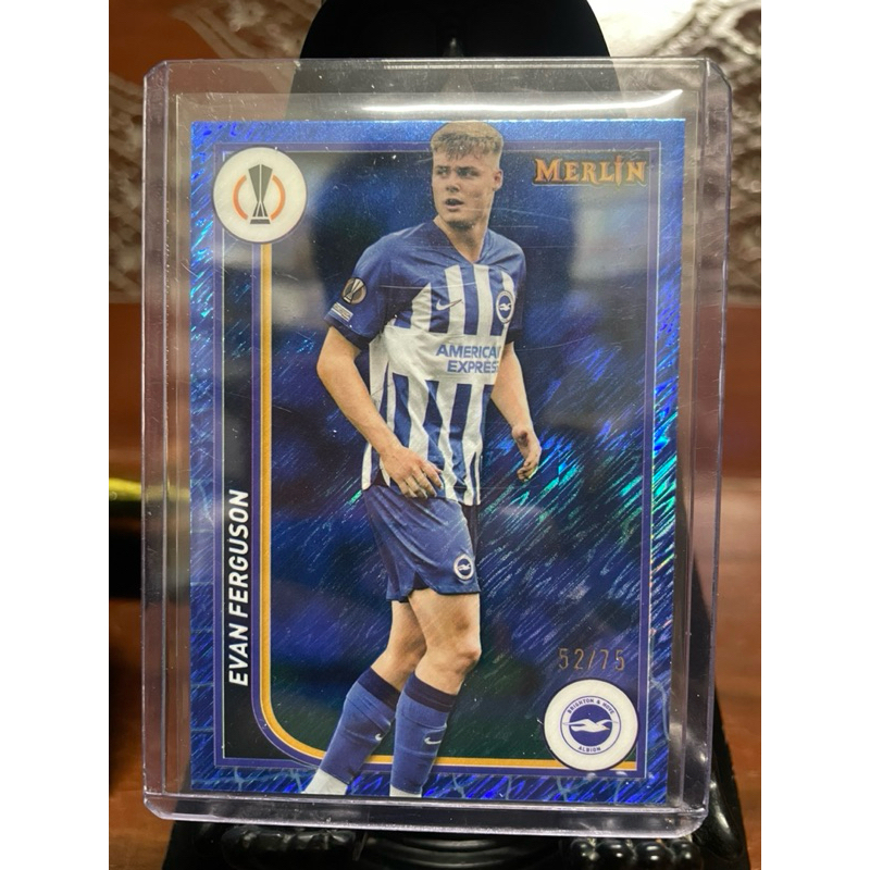 การ์ดนักฟุตบอล Evan Ferguson Brighton Topps Merlin 23/24 Blue shimmer ...