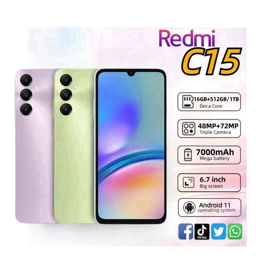 Redmi C15 สมาร์ทโฟน 16GB RAM + 1TB ROM โทรศัพท์ Android ของแท้ 100% 5G ...