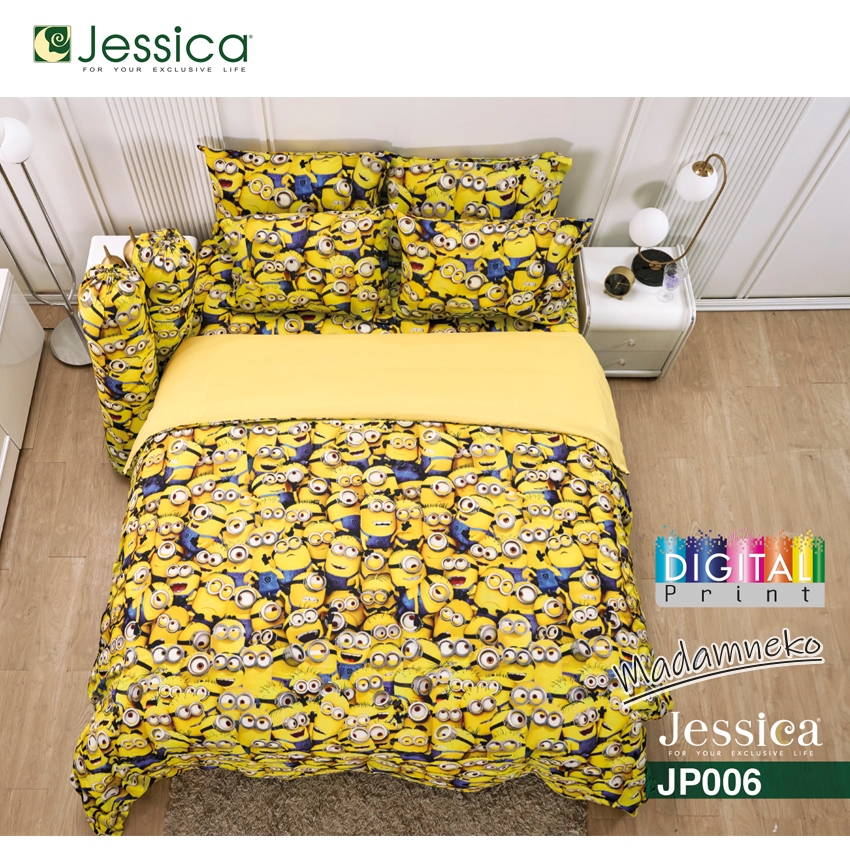 Jessica เจสสิก้า ผ้าปูที่นอน ผ้านวม 3.5ฟุต 5ฟุต 6ฟุต Digital Print มินเนียน Minions JP006 ...
