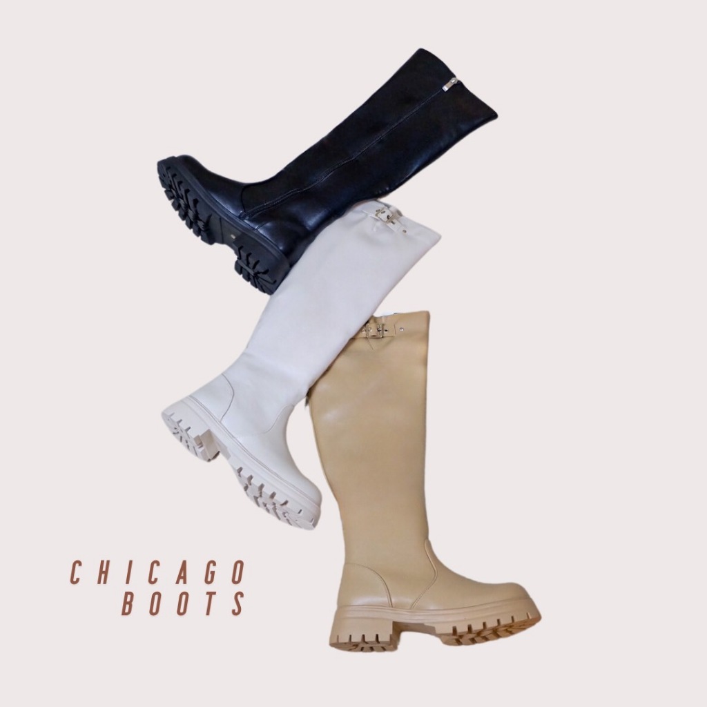 Chicago boots รองเท้าบู้ทยาว เดินหิมะ ความสูง 1.5 นิ้ว รอบน่องปรับระดับ ...