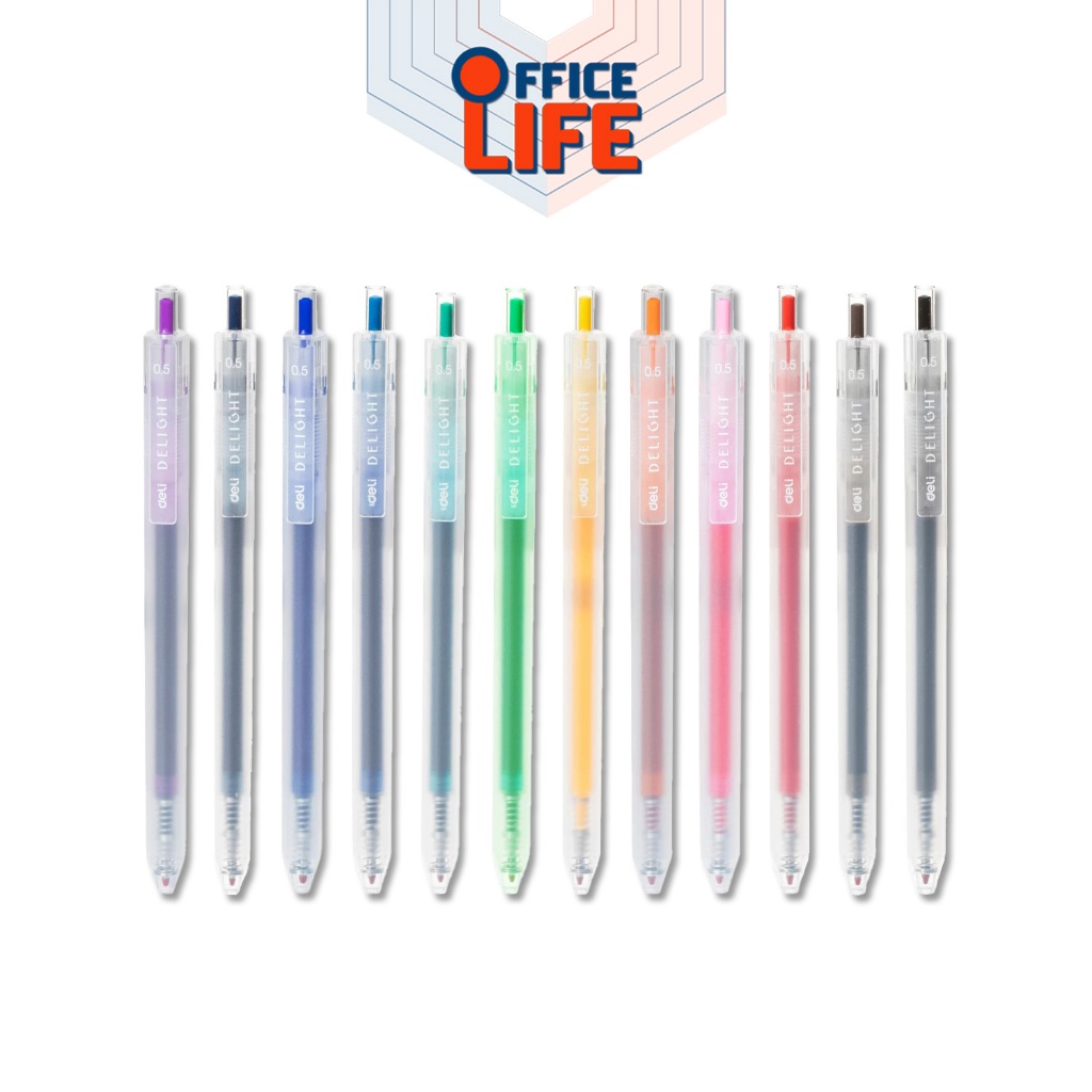 Deli (เดลิ) ปากกา ปากกาเจลสี ปากกาสีตามด้าม 12 สี Delight รุ่น G-118 ...