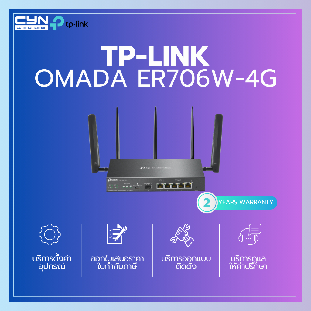 TP-LINK Omada รุ่น ER706W-4G 4G+ Cat6 AX3000 Gigabit VPN Router ...