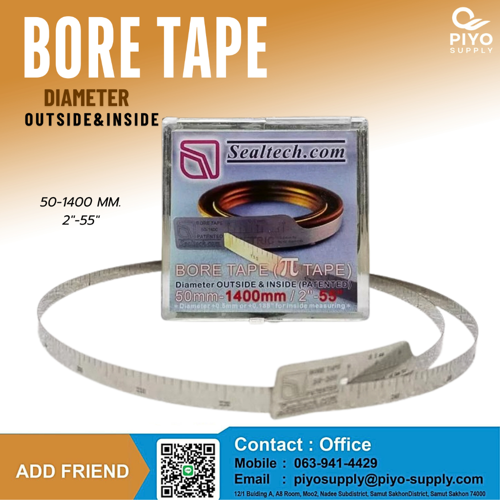 BORE TAPE สายวัด โอริง/ ซีล 50-1400 มิล หรือ 2"-55" DIAMETER OUTSIDE ...