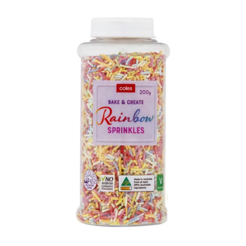 Coles Bake & Ereate Rainbow Sprinkles 200g./ Choc Sprinkles โคลส์ เรน ...