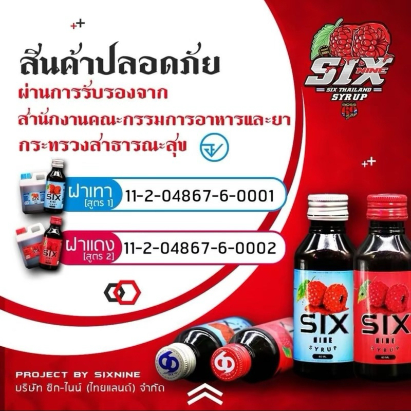 ) Six nine syrup น้ำเชื่อมเข้มข้น กลิ่นราสเบอรี่ (ฝาแดง) | Shopee Thailand