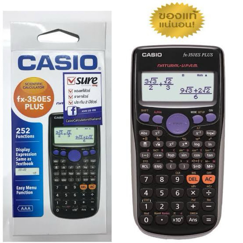 CASIO เครื่องคิดเลขวิทยาศาสตร์ รุ่น FX-350ES PLUS - สีดำ 💥 ของแท้💯% รับประกันศูนย์ไทย 2ปี ...