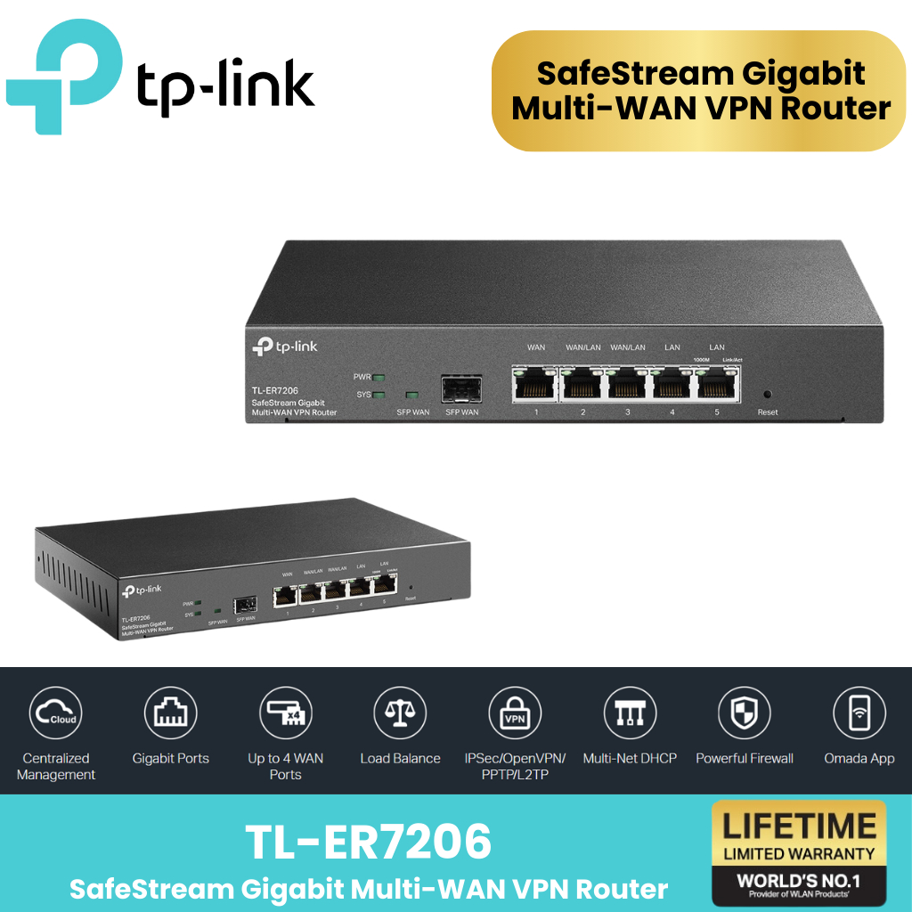 TP-LINK TL-ER7206 SafeStream Gigabit Multi-WAN VPN Router | Shopee Thailand