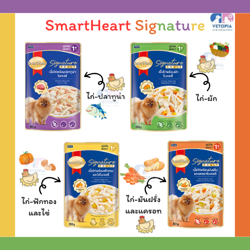 (1ซอง)SmartHeart Signature อาหารเปียกสุนัขแบบซอง ขนาด 80กรัม มี 4 ...