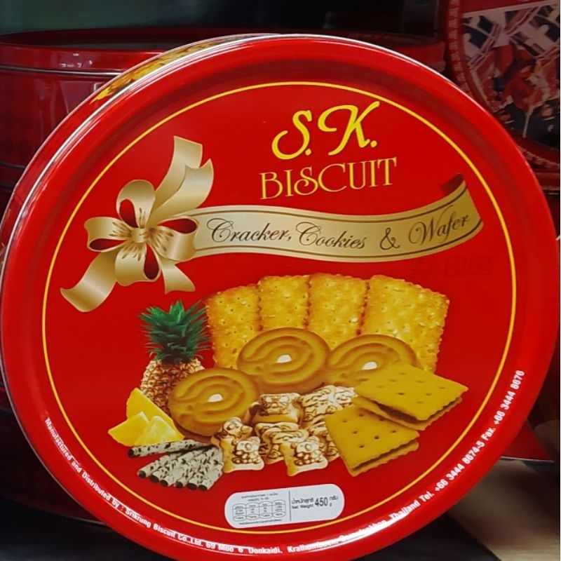 เอสเค สิงห์บิน คุกกี้ แครกเกอร์ เวเฟอร์ กระป๋อง 450 กรัม SK Biscuits ...