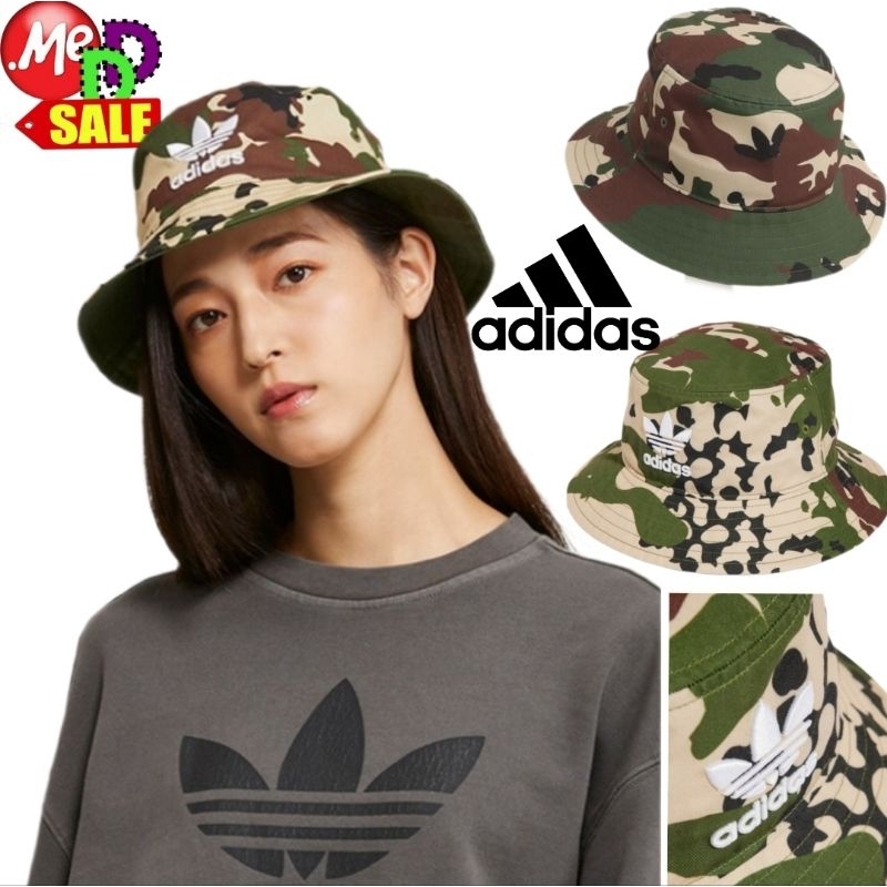 ADIDAS - ใหม่ หมวกปีกรอบ สไตล์สปอร์ต Adidas Camo / Monogram Bucket Hat ...