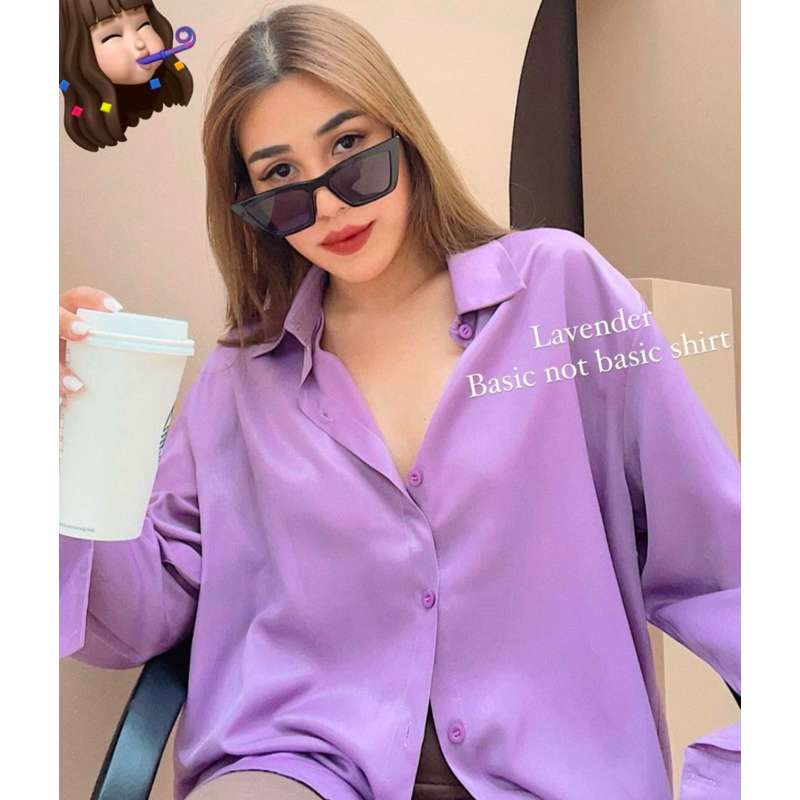 Mermaid Studio เสื้อเชิ้ตสีม่วง basic not a basic สีม่วง | Shopee Thailand