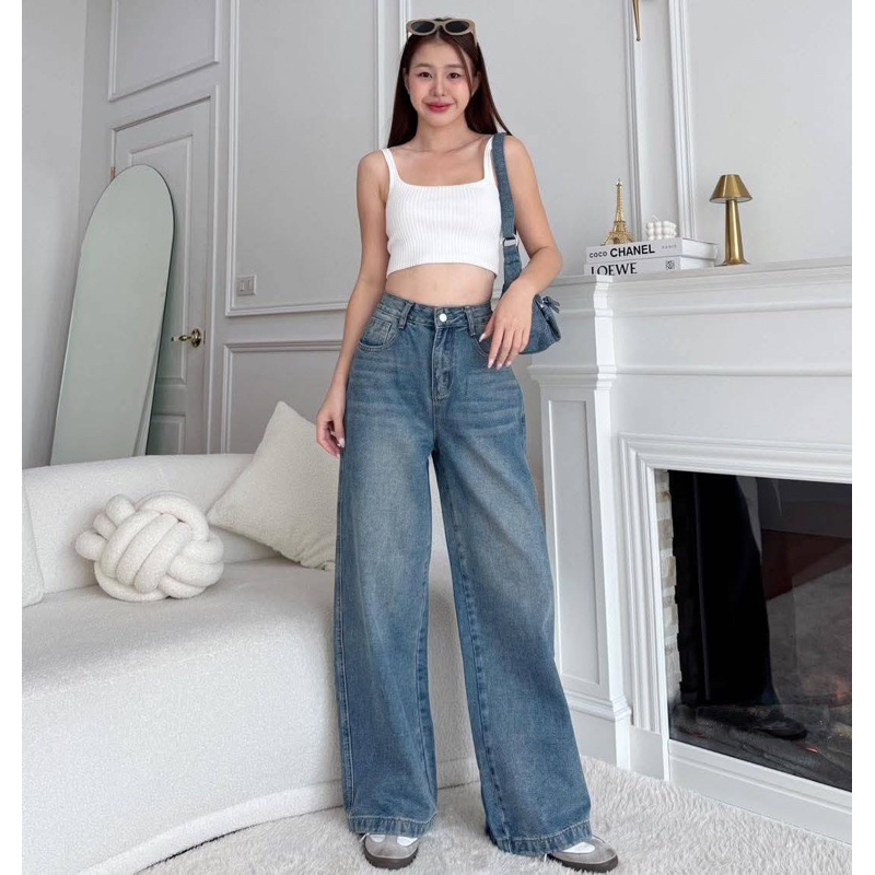 Baggy Jeans สียีนส์ฟอก,สีสนิม,สีเทา,สีเข้ม เอวสูง ปักแบรนด์ มีไซส์ S-7XL เอว 24-44” | Shopee ...