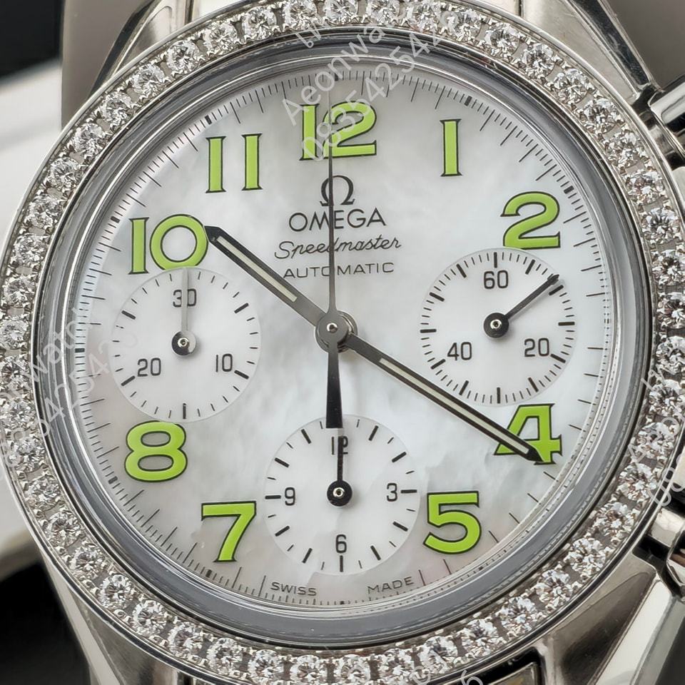 Omega Speedmaster reduced With Diamonds and mother of pearl dial full ...