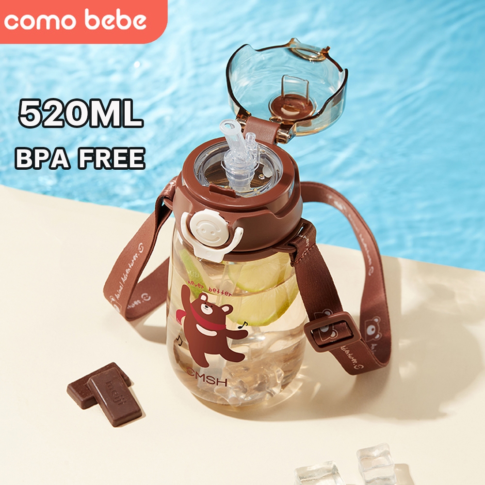 CMSH ขวดน้ำเด็กหลอดดูด 520ml พร้อมสายสะพาย วัสดุ tritan BPA Free | Shopee Thailand