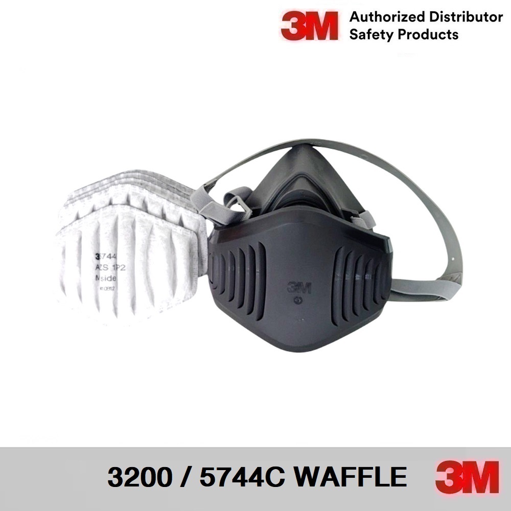 3M 3200 / 5744C WAFFLE ชุดหน้ากาก พร้อมแผ่นกรองแผ่นกรองอนุภาค ฝาครอบ ...