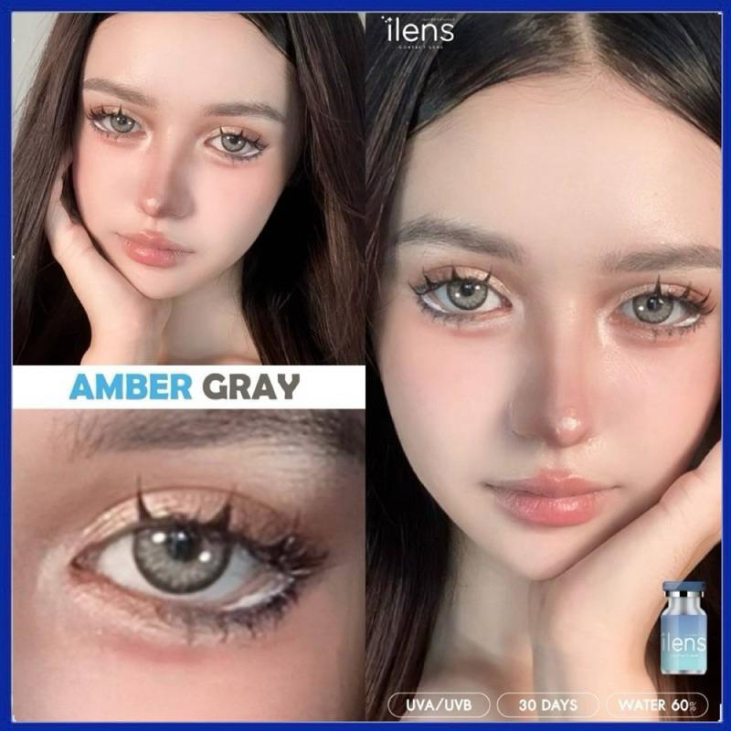 มี อย 💯 คอนแทคเลนส์ 🐬 Amber 🐬 ขนาดกลาง มีค่าสายตา ( ilens ) ค่าอมน้ำ 60% Gray / Brown | Shopee ...