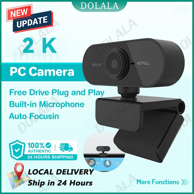 FULL HD 1080P/2K Webcam Web Camera with Microphone 360° Adjust USB for ...