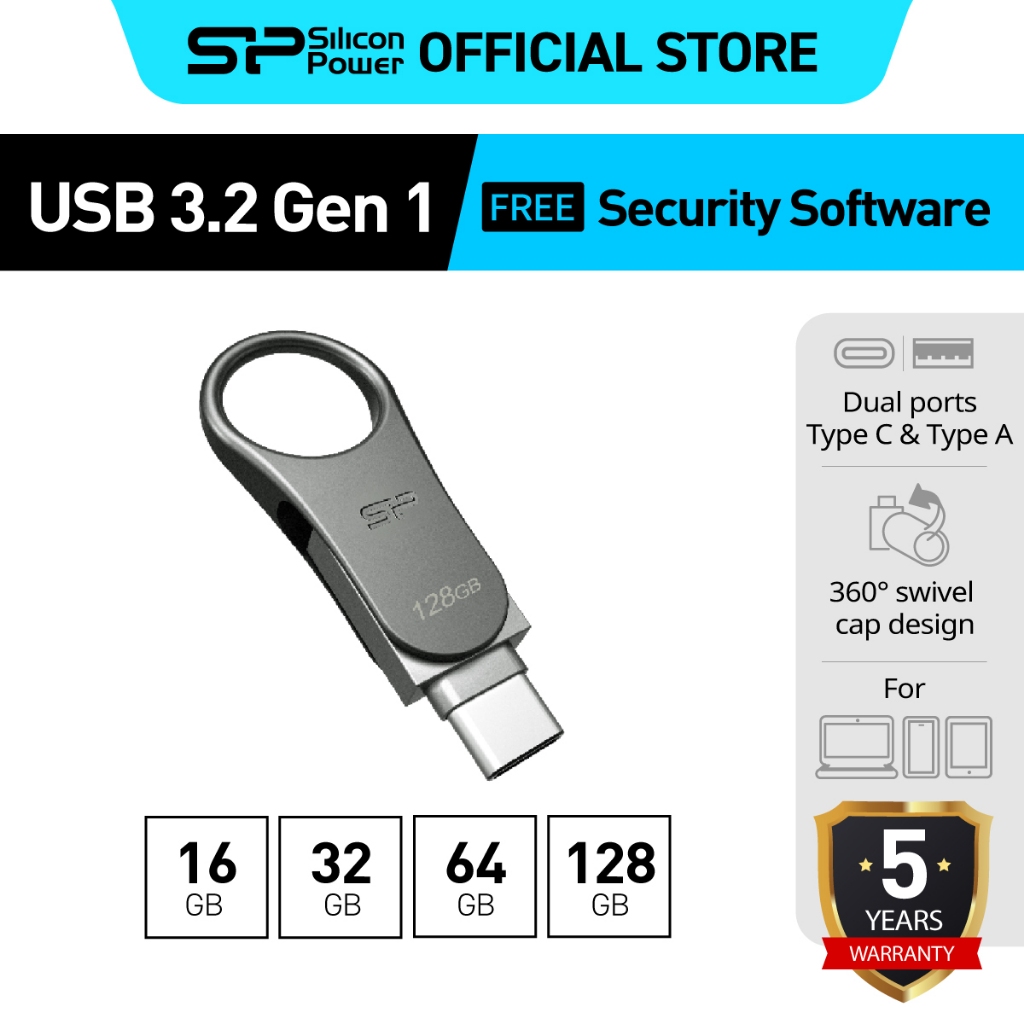 Silicon Power C80 แฟลชไดร์ฟ OTG Flash Drive Type-C USB 3.2 Gen 1 32GB ...
