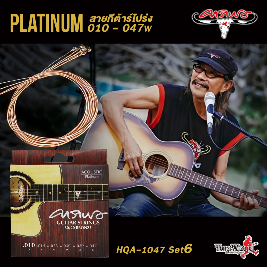 CARABAO คาราบาว สายกีตาร์โปร่งชุด Ac.GT Strings รุ่น HQA-1047 Set 6 (240) | Shopee Thailand