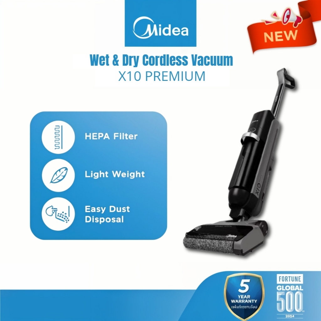MIDEA 3in1 Vacuum X10/X9 Premium Wet and Dry Mop Cleaner 2Edge Cleaning ...