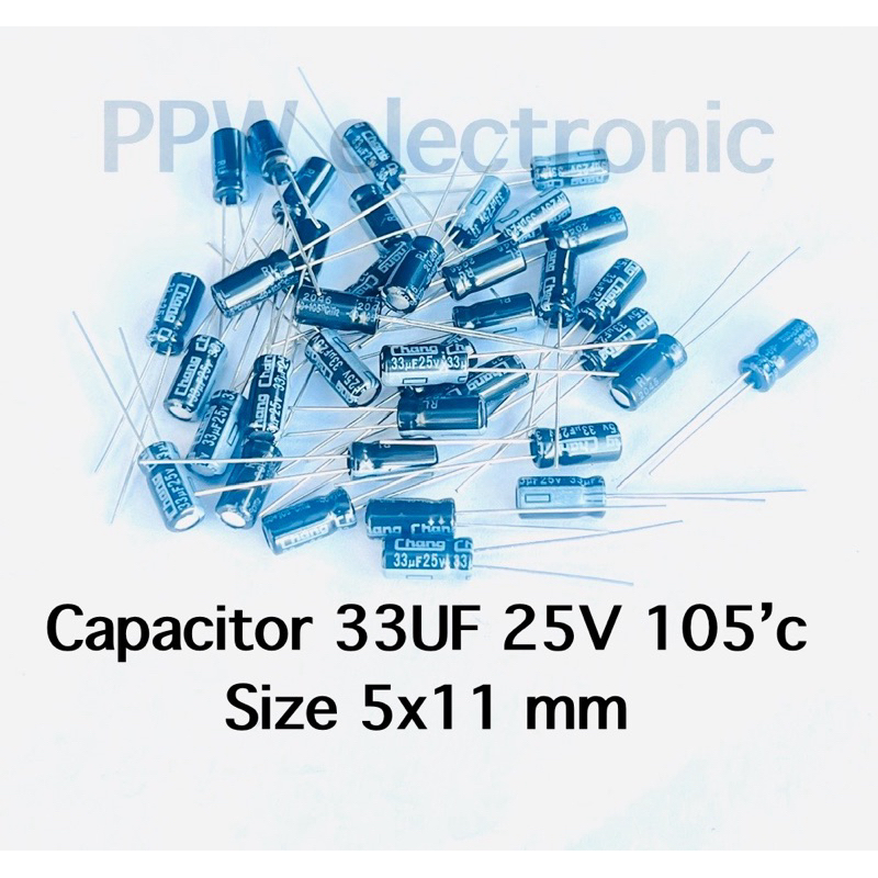 Capacitor 10UF 25V 85’c 85องศา ขนาด5x11 mm.ตัวเก็บประจุ คาปาซิเตอร์ 10UF 25V 25โวลท์ | Shopee ...