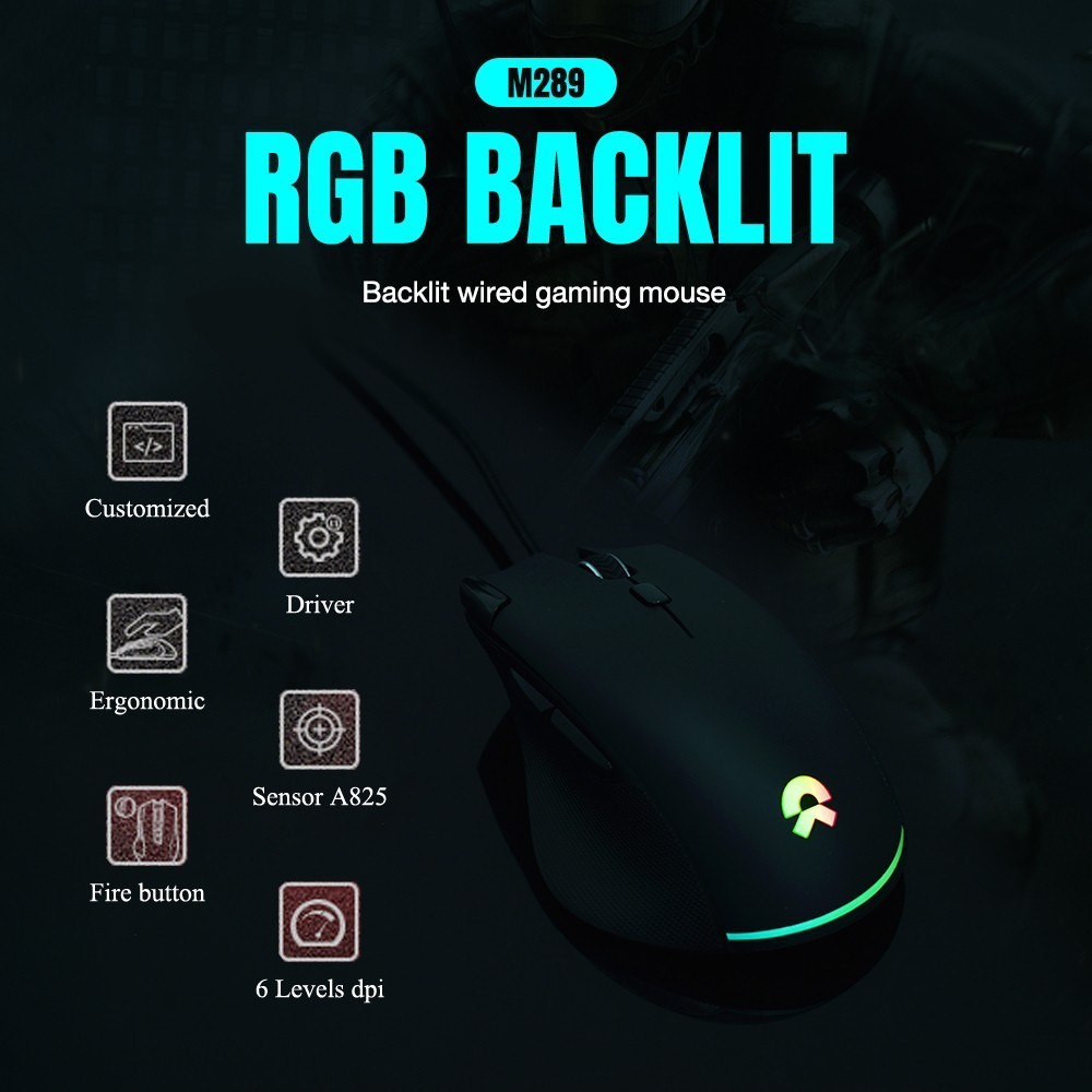 เมาส์เกมมิ่ง OKER รุ่น M289 BACKLIT GAMING MOUSE มีไฟRGB เมาส์แบบมีสาย ...