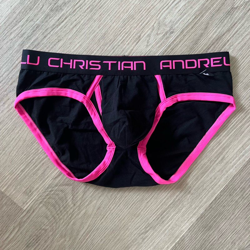 Andrew Chris Happy Brief สีดำตัดชมพู (มือ1 M,L,XL) กางเกงในชาย เสริม ...