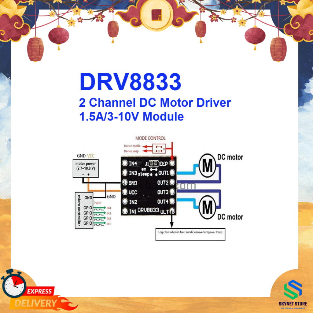 DRV8833 2 Channel DC Motor Driver 1.5A/3-10V Module โมดูลขับมอเตอร์ ...