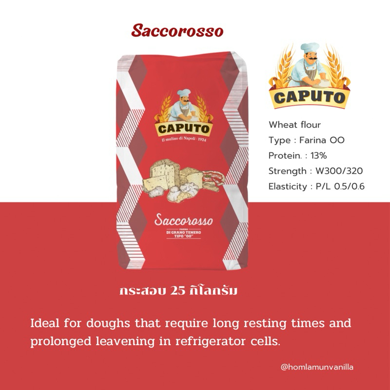Caputo Farina Tipo 00 Saccorosso Pizza Flour กระสอบ 25 kg. | Shopee ...