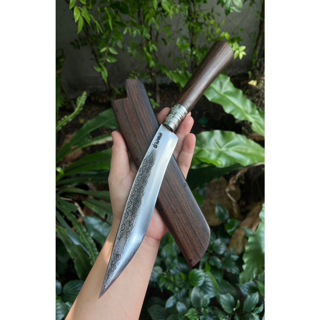 มีดควาญ Machete มีดเหน็บ E-Nep มีดแคมป์ Camp ใบ 8” ใบผาน ตีร้อน ผิวขัด ตอกลาย คอสแตนเลสกลึง ด้าม ...