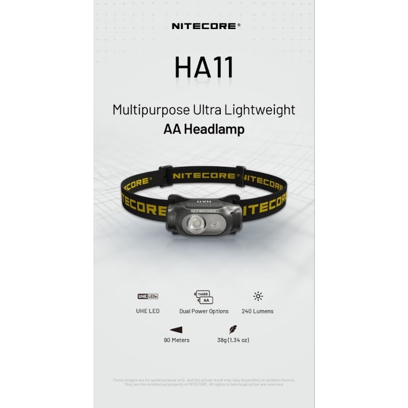 ไฟฉายคาดหัว Nitecore HA11 UHE Multipurpose Ultra LightweightAA Headlamp ...
