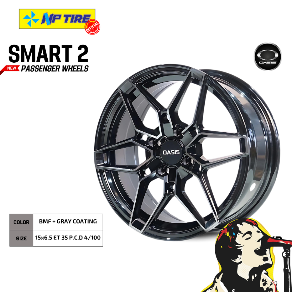 ล้อแม็ก OASIS SMART 2 15x6.5 ET35 P.C.D 4/100 สี BMF + GRAY COATING ราคาต่อวง | Shopee Thailand