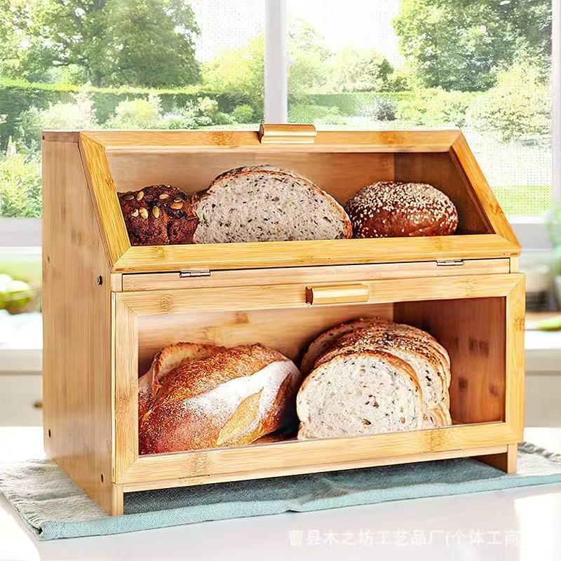 //Fast ship//Bread storage boxกล่องขนมปังไม้ ฝาเลื่อนเปิดปิด กล่องขนม ...